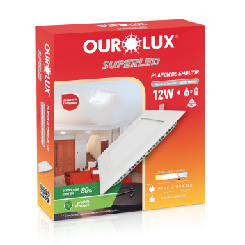 Plafon Superled Embutir 12W BIV 6400K Quadrado - OUROLUX | Lâmpada ...